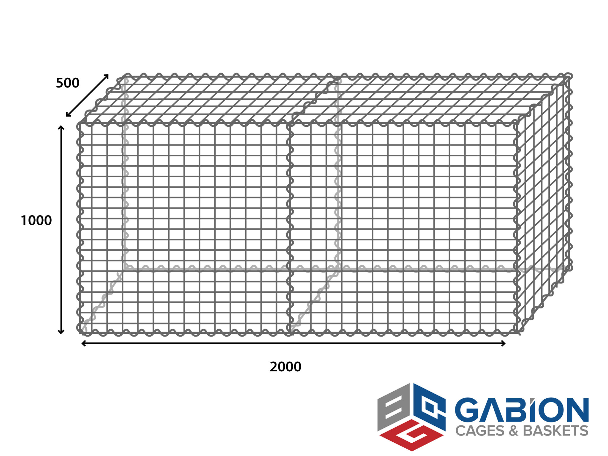 Century Mesh Gabion 2.0 x 0.5 x 1.0m Bezinal Kit - Gabion Cages and Baskets